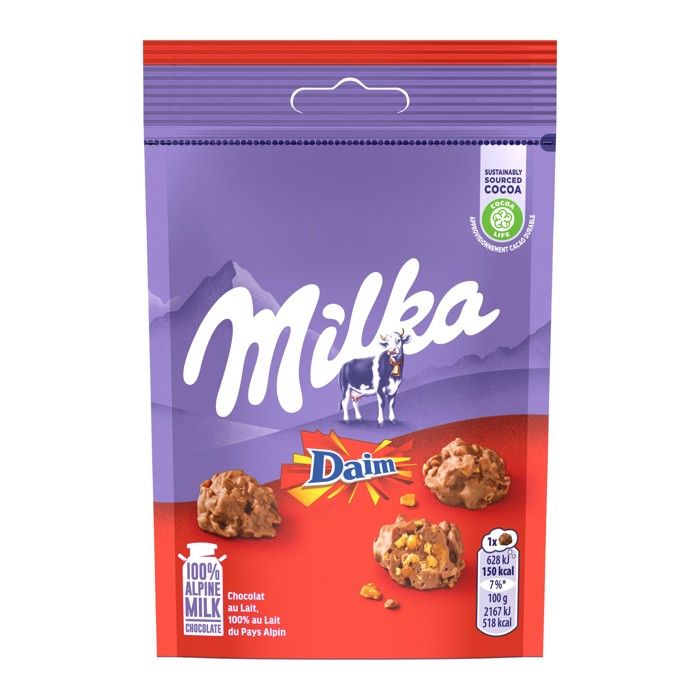 Milka Daim - 1 boîte de chocolat au lait et aux éclats de Daim Snax ...