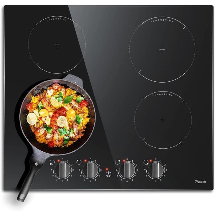 Hobsir Plaque Induction Avec Boutons, 7000W, Induction 4 Feux Avec 4 ...