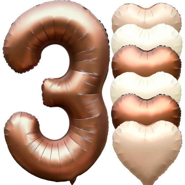 Ballon Anniversaire 3 Ans Ballons Chiffre Numéro 3 Grand Marron 101 Cm ...