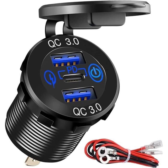 Prise Usb Voiture Pd Et Double Qc 3.0, 60 W Usb C Triple Prise Usb 12V Chargeur De Voiture En ...