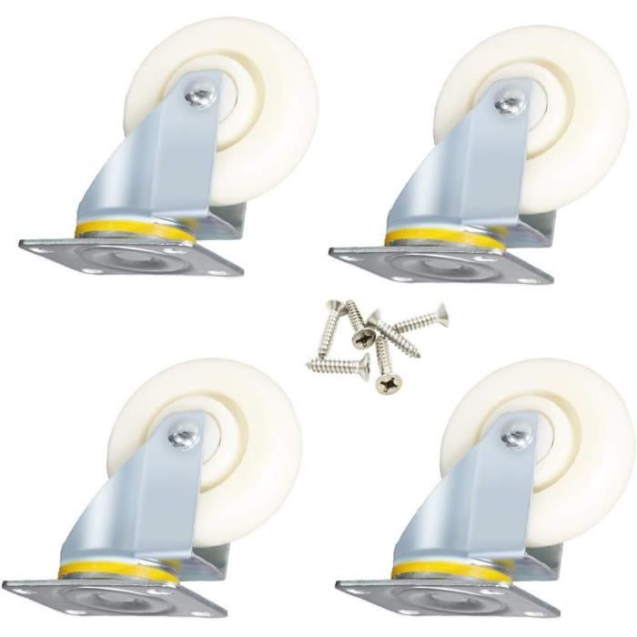 Frein Meuble Roulettes,Roues Pivotantes Pour, Nylon Blanc Avec Plaque ...