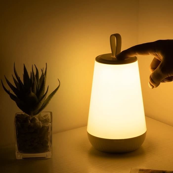 Lampe De Chevet Led Colorée Tactile Dimmable, Lampe De Table Veilleuse Avec Poignée Batterie ...