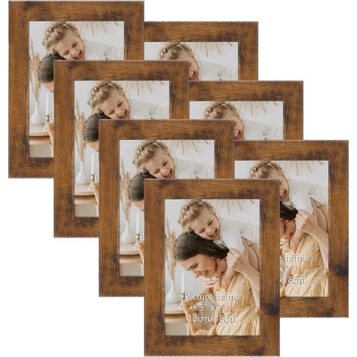 Cadre Photo 13X18 Cm Lot De 7, Cadre Photo Marron Mural À Poser Pour ...