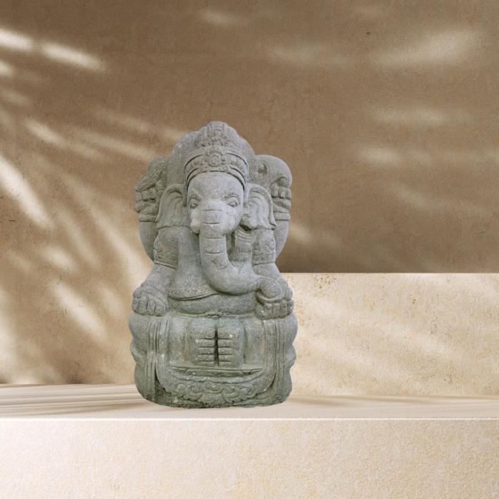 Statue de Jardin - WANDA COLLECTION - Ganesh - Pierre - Gris - 30 X 25 ...