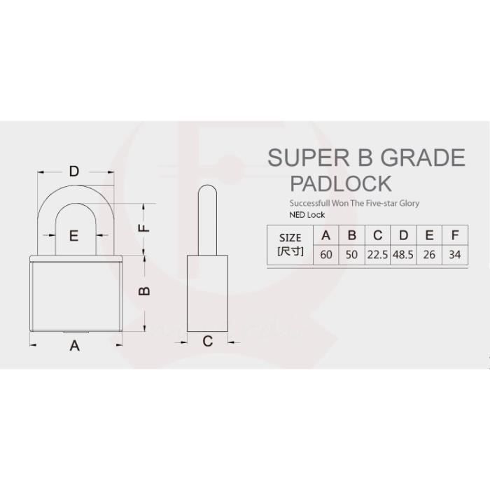 Verrous,B7 60--cadenas de qualité Super B, couleur argent, Portable, de sécurité, Anti vol ...