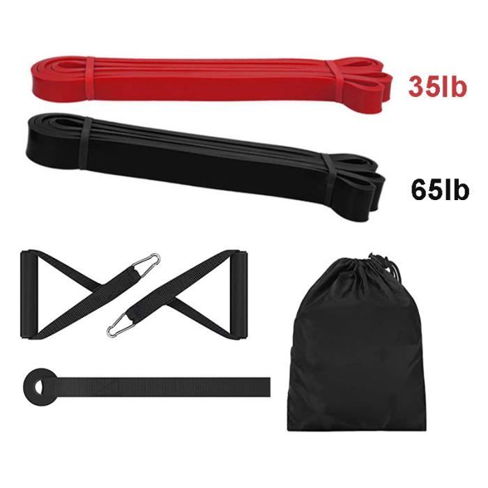 ELASTIBAND ,2 pcs with handle--Jeu'élastiques de résistance en caoutchouc, avec poignées ...