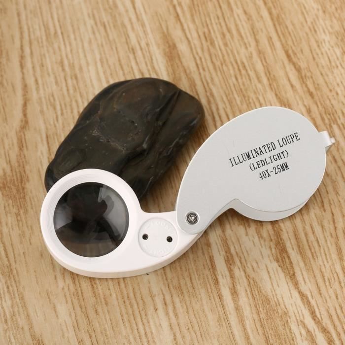 LUNETTE LOUPE,40X--Mini Loupe pliante Portable éclairée 40X, Loupe ...