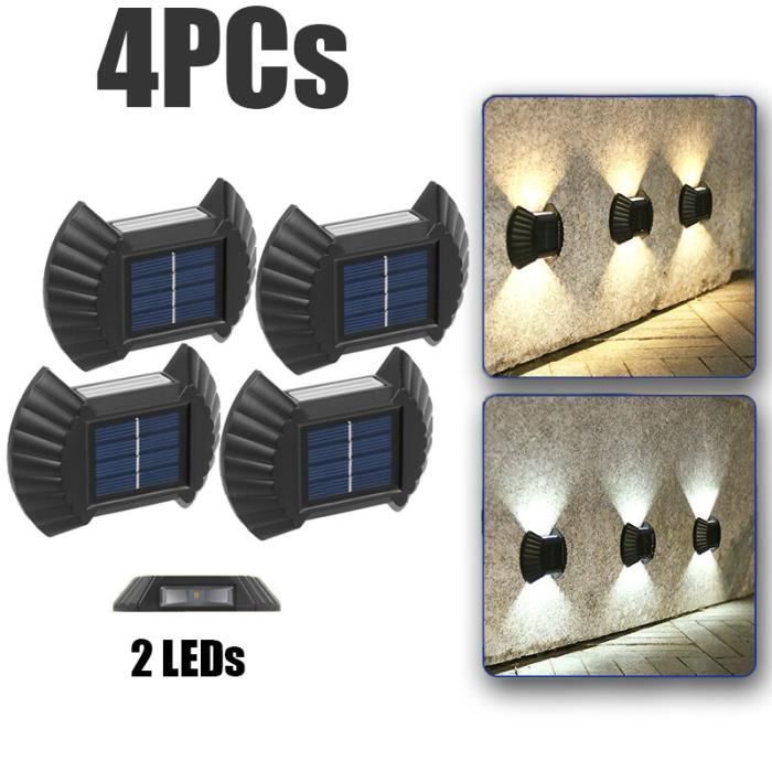BORNE SOLAIRE ,4PCs 2LED-B-Warm--Lampe solaire à 8LED avec détecteur de mouvement, imperméable ...