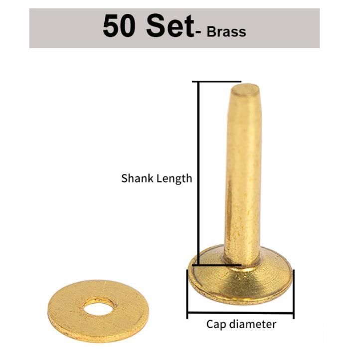RIVET,Brass (50Set)-10 x14mm--ensemble de Rivets en laiton massif avec ...