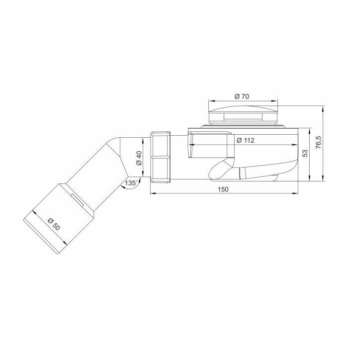 Siphon - FI - 50 mm - Extra plat - Noir mat - Débit 24 L/min ...
