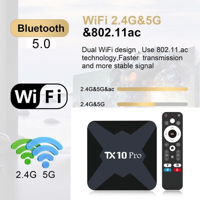 Boîte TV Android - LPNOVE - TX10 - Ultra HD 4K - Wi-Fi 2.4G/5G ...