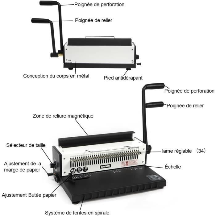 Machine à relier - SANAG - TD-1500B34 - 34 trous - Capacité 15 feuilles ...
