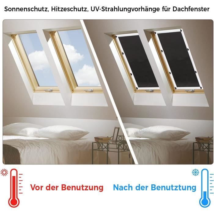 Store Occultant Sans Perçage Pour Velux Y87 Et 087-96X120Cm, Rideau ...