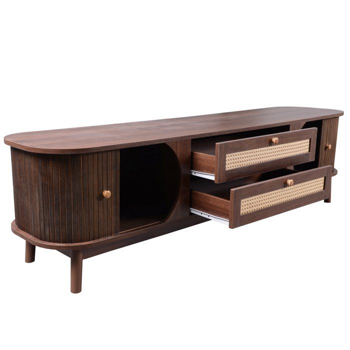 Meuble TV marron moderne, Support TV Lowboard avec portes et tiroirs ...