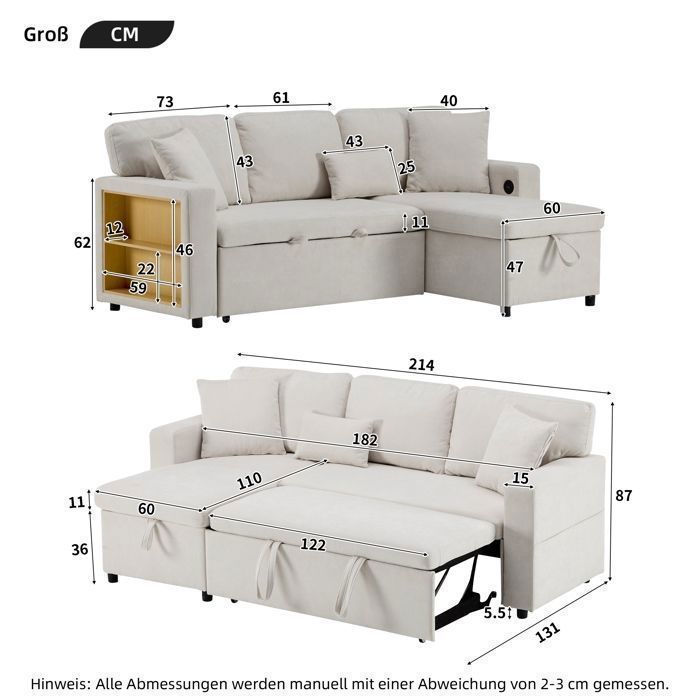Canapé d'angle convertible/réversible - Habitat et Jardin - 3 places ...