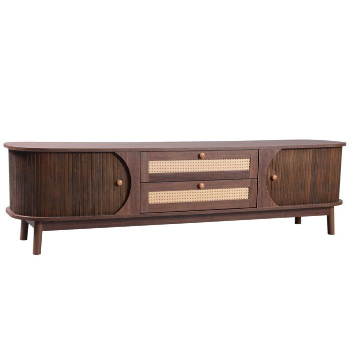 Meuble TV marron moderne, Support TV Lowboard avec portes et tiroirs ...