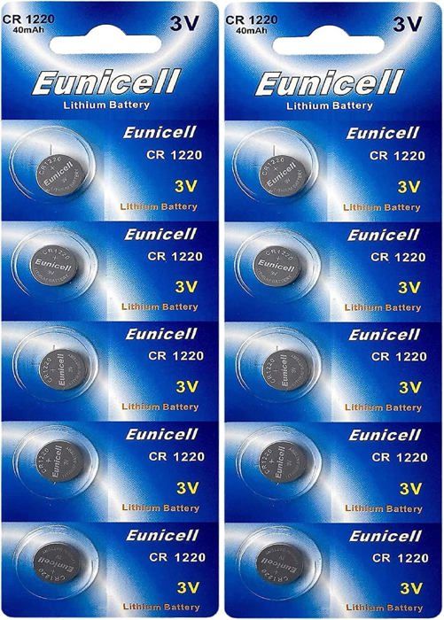 Lot de 10 Piles Bouton Lithium CR1220 3V - Convient aux Montres,calculatrices,appareils ...