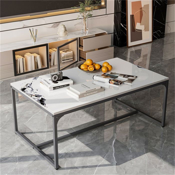 Table Basse - UNHO - Rectangulaire - Pierre Sinterisée - Aluminium ...