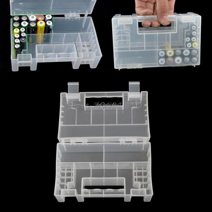 Boîte de rangement de piles en plastique, étui-organisateur-support ...