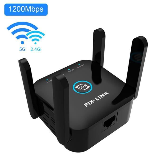 Noir 2,4G 5G-PIX-LINK booster wifi très puissant 5G WiFi Repeater Wi Fi Amplifier 5Ghz Long ...