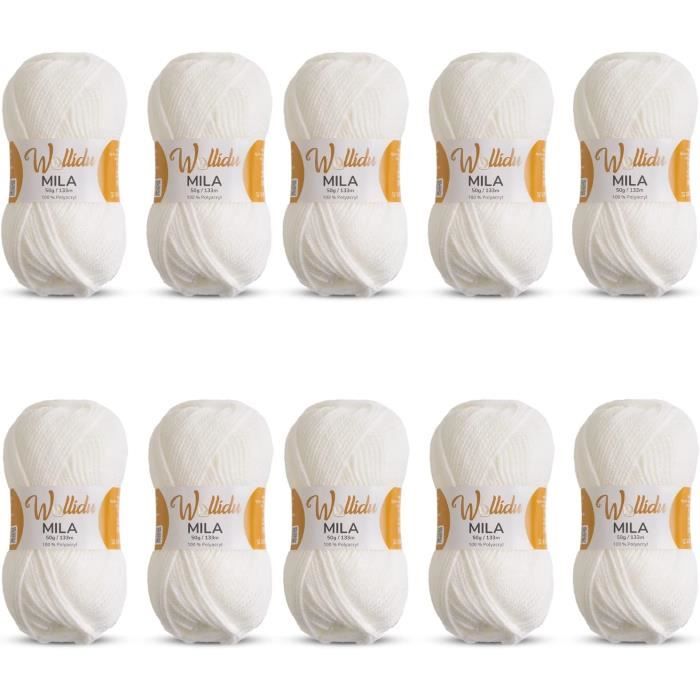 Mila Fil À Tricoter Pour Crochet Et Tricot-10 X 50 G-133 M-100 % ...
