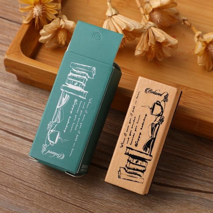 Timbre de décoration vintage en caoutchouc et bois pour fille,sceau ...