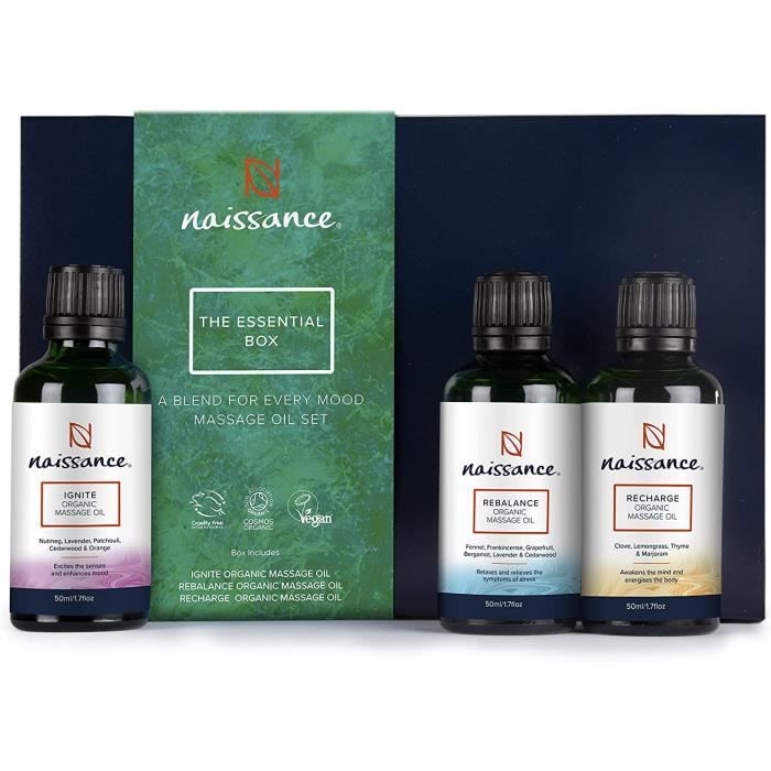 Huiles De Massage - Coffret Huile Bio The Box Kit (3 X 50ml) Cadeau Set ...