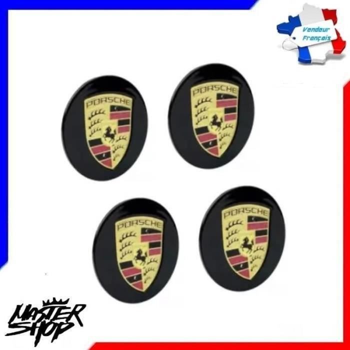 Lot de 4 cache moyeu porsche noir 65mm - MasterShop® - Cdiscount Auto