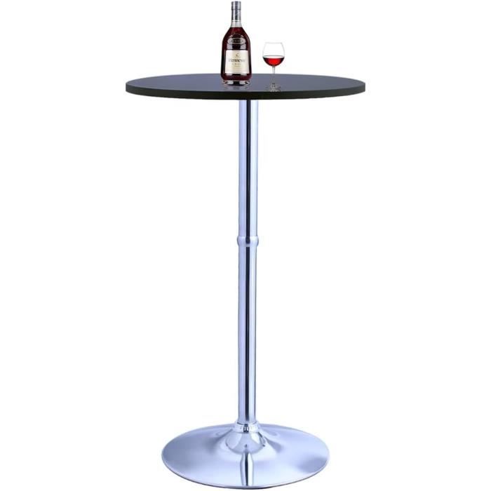 Table De Bar Ronde - CHICHENG - Mange-Debout Avec Plateau En Bois MDF ...