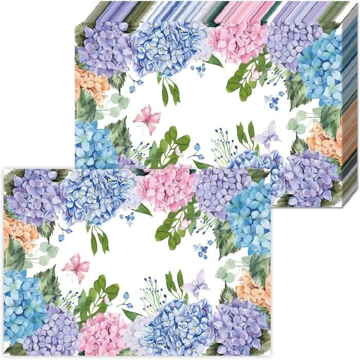 Lot De 50 Sets De Table En Papier Motif Fleur Set De Table Jetable ...