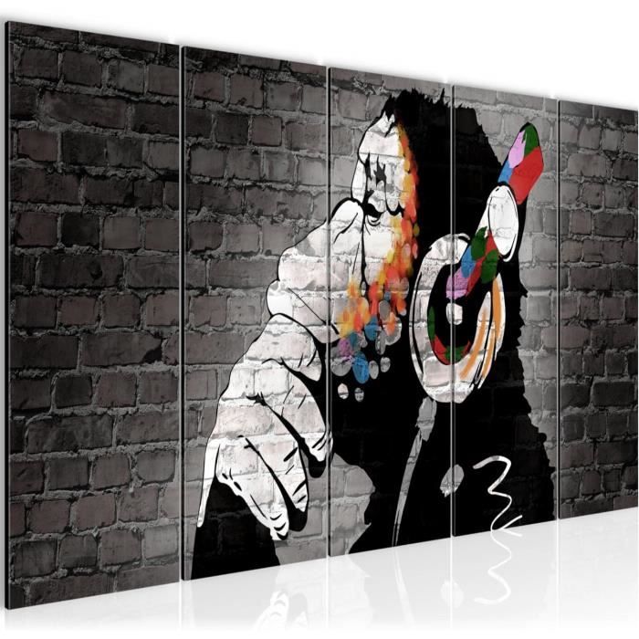 Tableau Mural Xxl Singe 200 X 80 Cm Coloré 5 Parties Street Art ...