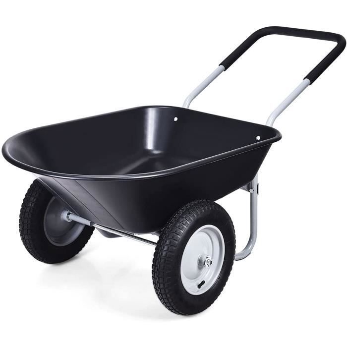 Brouette de jardin à 2 roues GOPLUS charge max 100KG noir - Cdiscount ...