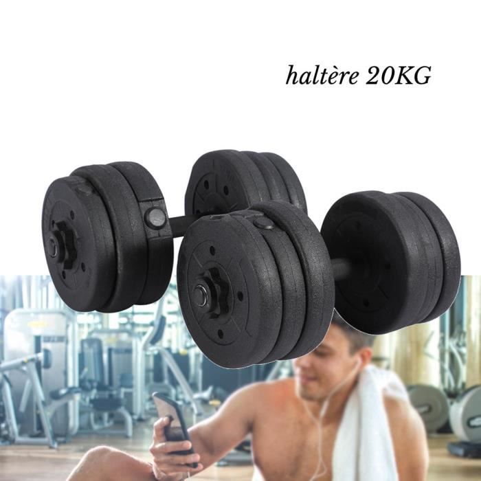 BEL Ensemble D'haltères Musculation Réglable en Fer de 20 kg avec Barre ...
