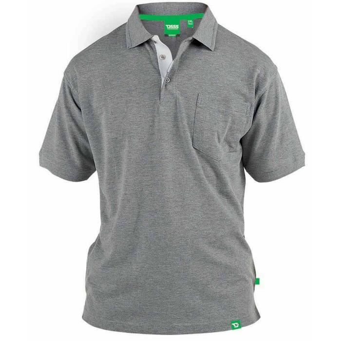 Polo homme Duke Grant avec poche - Gris foncé - Manches courtes - Col ...