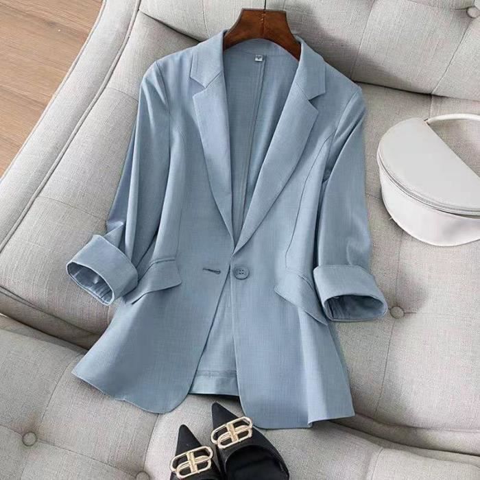 Manteau, Blazer Chic et élégant pour Femme - Marque - Modèle - Bouton unique - Bleu - Noir ...