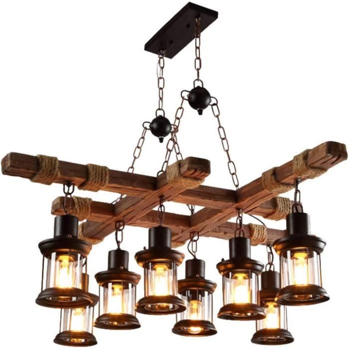 Loft Eois Lustre Rétro 8 Lnaire Restaurant éclairage Réglable Corde De ...