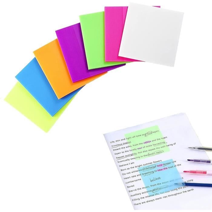 Notes Autocollantes Transparentes, Papiers De Mémo Auto-Adhésifs Auto ...