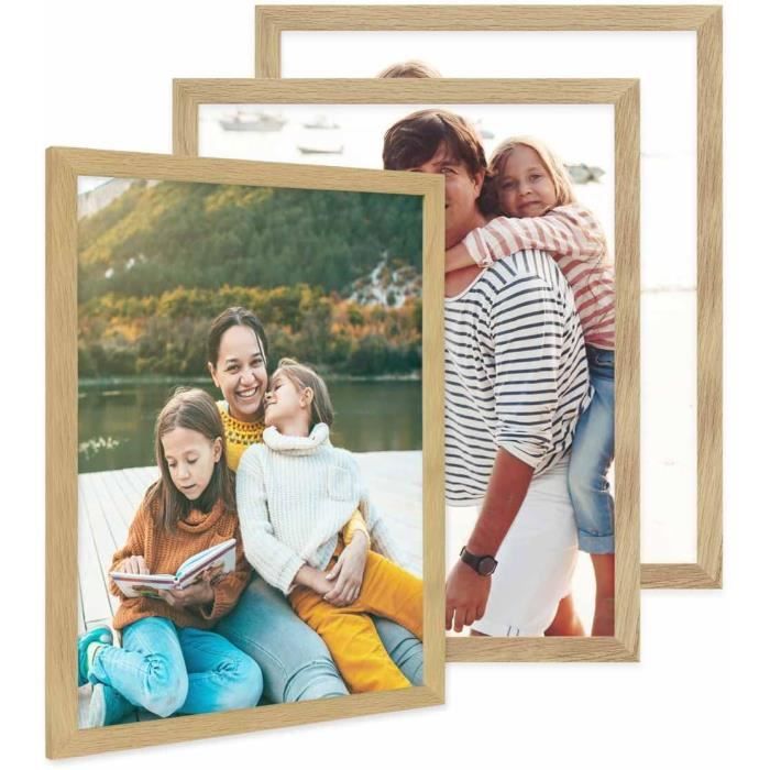 Cadre Photo 40 X 50 Cm Bois Chêne, Cadre Large Bord, Lot De 3 Cadres ...