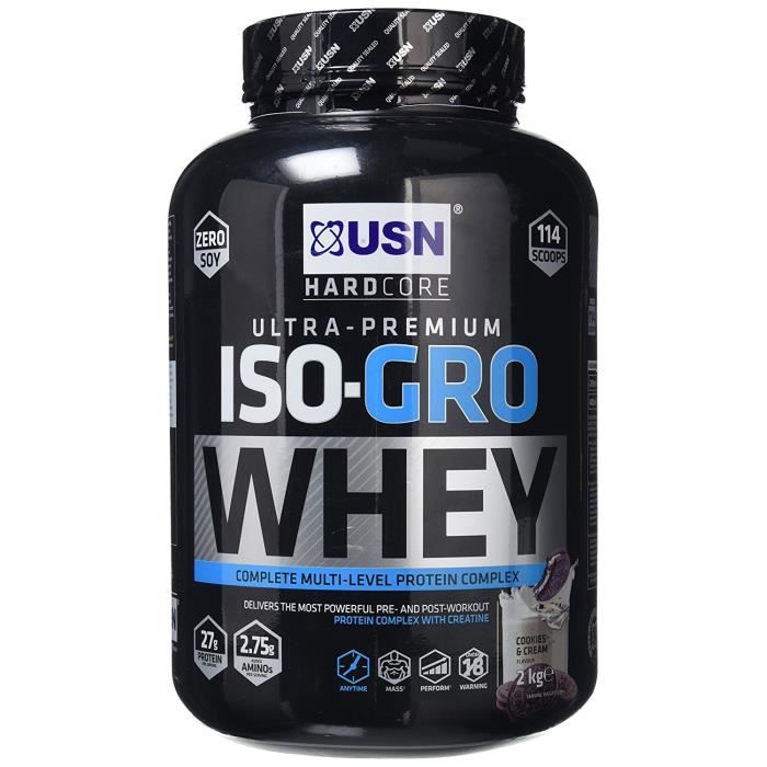 USN ISO-GRO Whey, Cookies and Cream, 2 kg - Cdiscount Sport