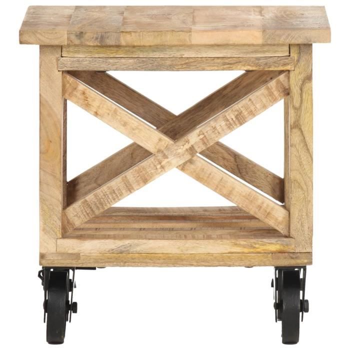 Table d'appoint en bois de manguier brut avec roues - FHE - HAUTE ...