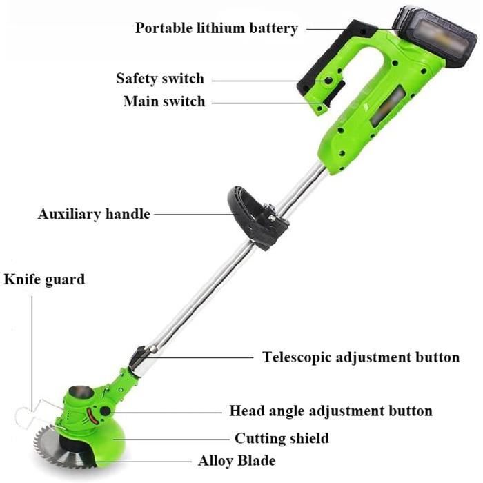 Coupe-bordure Sans Fil 12000 MAh Tondeuses à Gazon électriques 42V Coupe-herbes Sans Fil avec ...