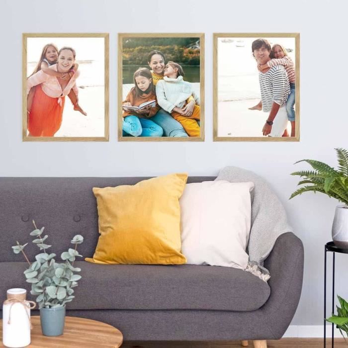 Cadre Photo 40 X 50 Cm Bois Chêne, Cadre Large Bord, Lot De 3 Cadres ...