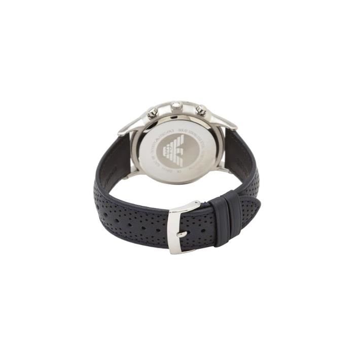 EMPORIO ARMANI Montre pour Homme Quartz chronographe avec boitier en acier cadran nuance et bracelet en cuir AR2473 argente blue Achat vente montre Homme Bleu Cuir Cdiscount
