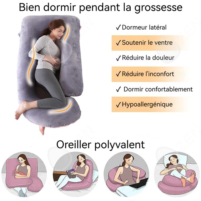 Coussin de grossesse 80x120x180cm grand coussin allaitement en forme de ...