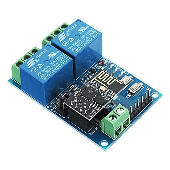 Relais WiFi double route 12V ESP8266, Internet des objets, interrupteur ...