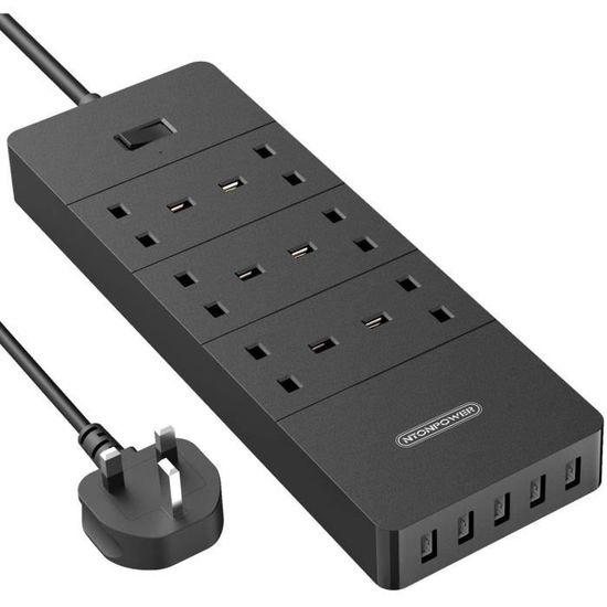 6 Rallonge Gang avec protection de surtension supérieure, multi ...