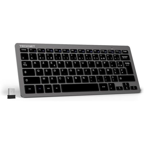 Clavier Sans Fil 2.4G, Mini Clavier Azerty Ultra-Mince Avec 12 ...
