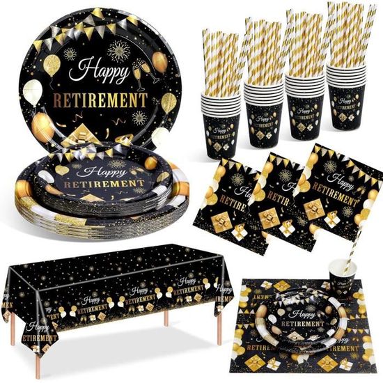 Décoration Retraite Vaisselle Kit, 16 Invités Vaisselle Assiettes De ...