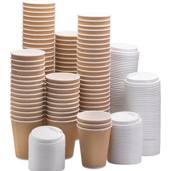 Tasses À Café Jetables À Double Paroi En Papier Kraft Ondulé Avec ...