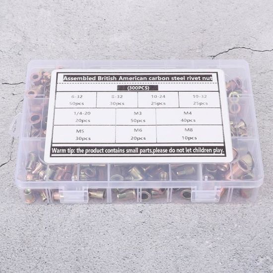 VBESTLIFE Écrou de rivet galvanisé 300pcs Écrou de rivet en acier au ...